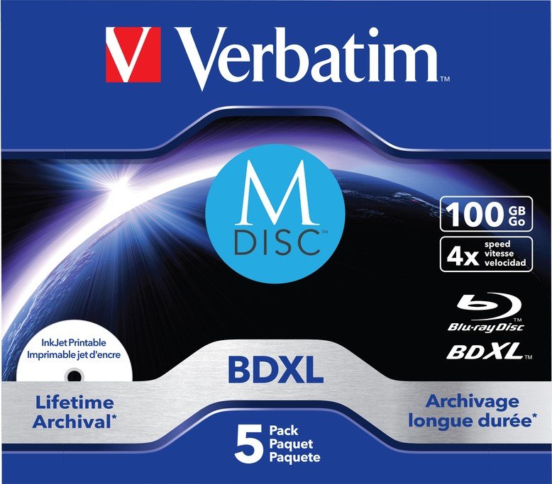 BD-R XL Verbatim 100Gb 4x Printable M-Disc (5 Pack Jewel Case) (43834 ...