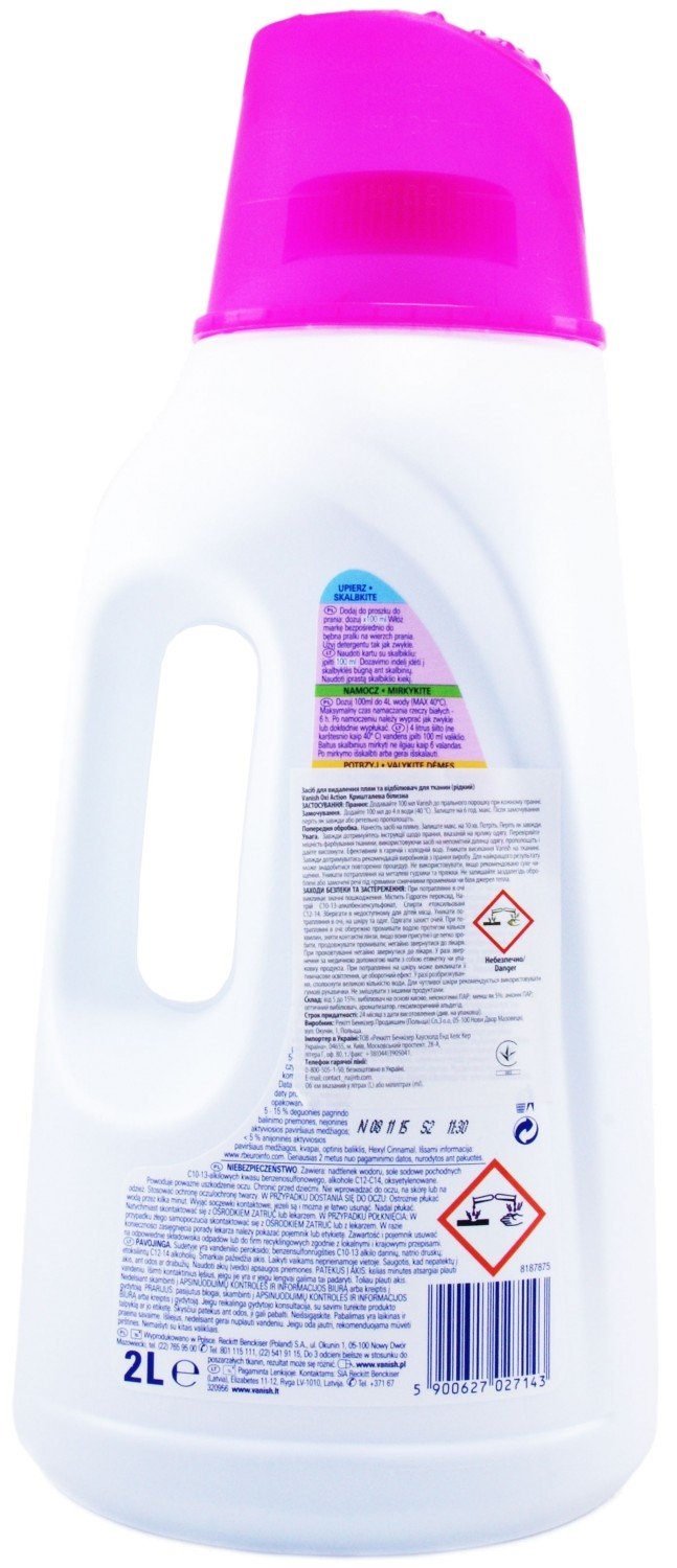 Пятновыводитель Vanish Oxi Action White 2л (4607109401958) купить ...