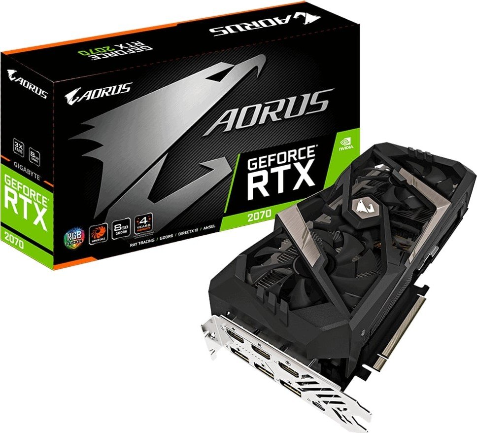 Видеокарта GigaByte PCI-E GeForce RTX2070 8GB DDR6 (GV-N2070AORUS-8GC ...