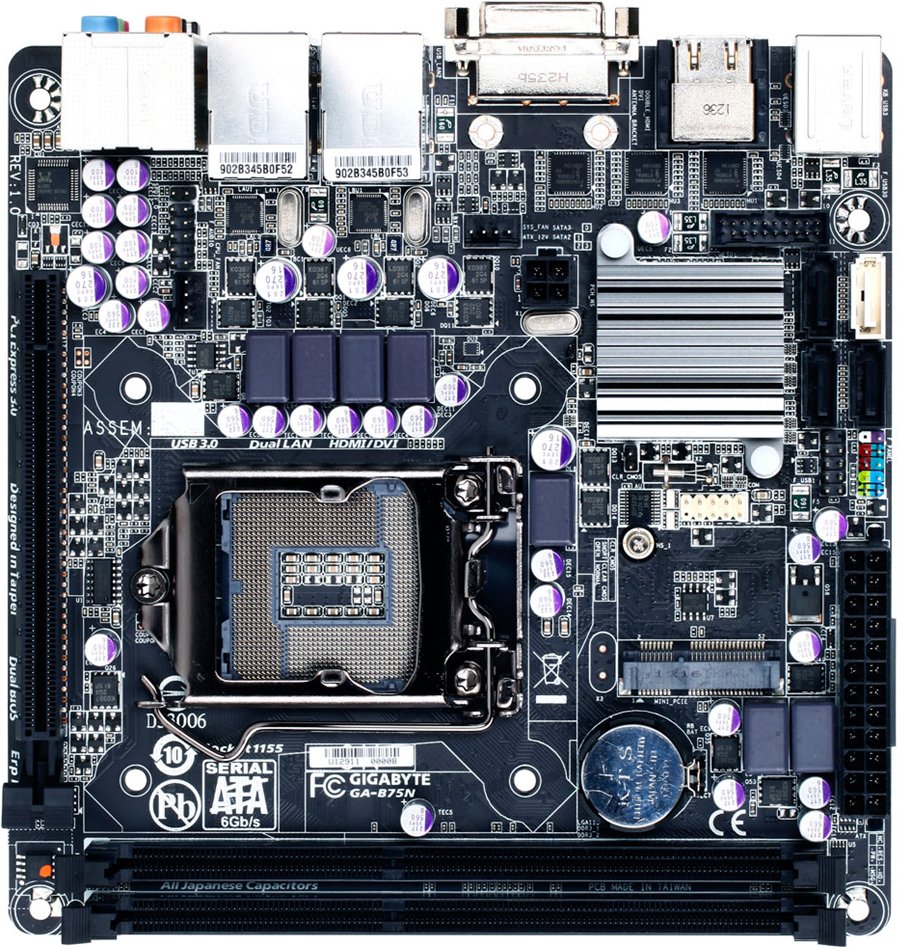 Материнская плата s-1155 B75 GigaByte GA-B75N mini-ITX купить | Elmir ...