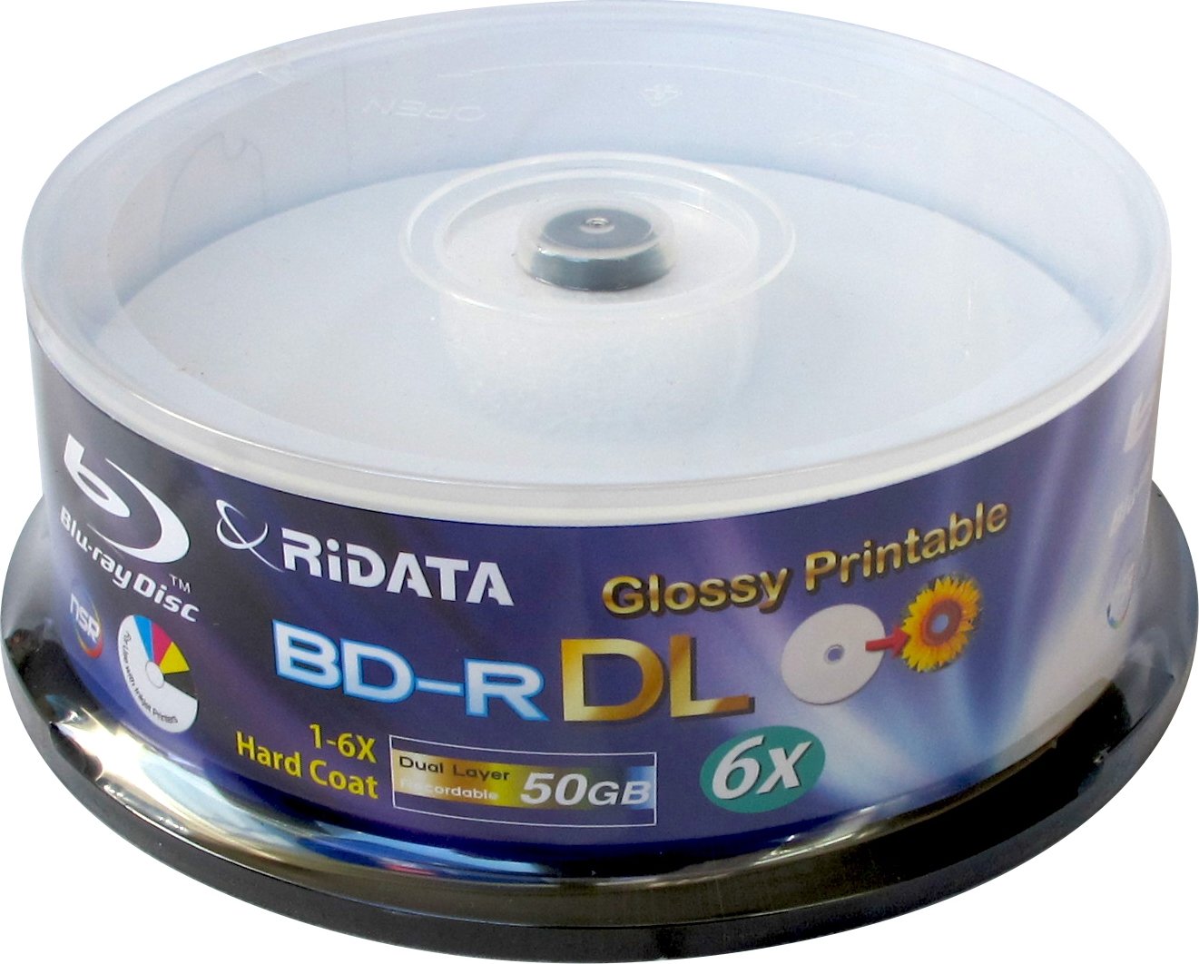 BD-R DL Ridata 50Gb 6x Printable Fullface (15 Pack Cakebox ...