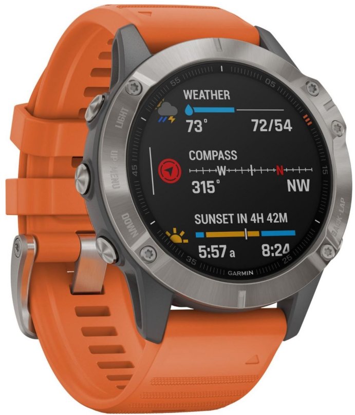 Смарт-часы Garmin Fenix 6 Sapphire Titanium with Ember Orange Band (010-02158-14/13) купить ...