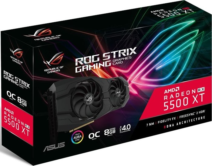 Видеокарта Asus PCI-E Radeon RX 5500 XT 8GB DDR6 (ROG-STRIX-RX5500XT ...