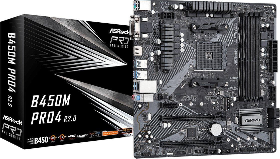 Материнская плата ASRock B450M Pro4 R2.0 s-AM4 B450 купить | Elmir ...