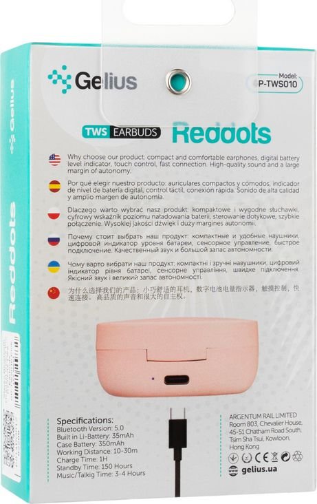 Наушники Gelius Pro Reddots TWS Earbuds GP-TWS010 Pink купить | ELMIR ...