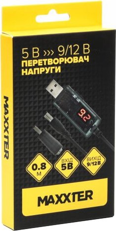 Преобразователь USB 5V -> DC 9/12V Maxxter UB-DC9/12-0.8M купить | ELMIR - цена, отзывы ...