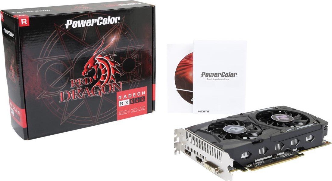 Видеокарта PowerColor PCI-E Radeon RX 560 2GB DDR5 Red Dragon (AXRX 560 ...