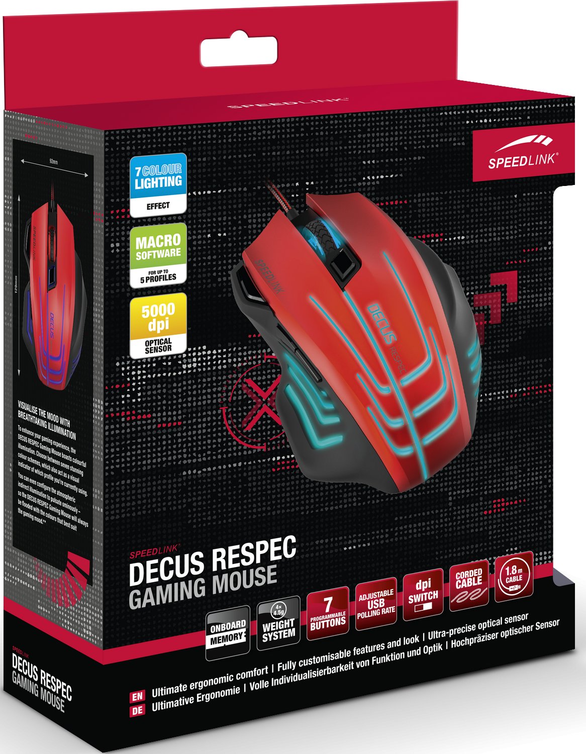 Мышь Speedlink Decus Respec Gaming Mouse Black/Red (SL-680005-BKRD ...