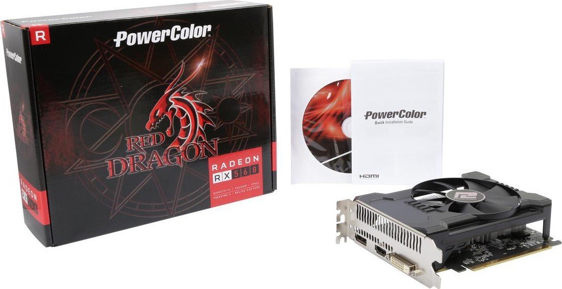 Видеокарта PowerColor PCI-E Radeon RX 560 2GB DDR5 Red Dragon (AXRX 560 ...